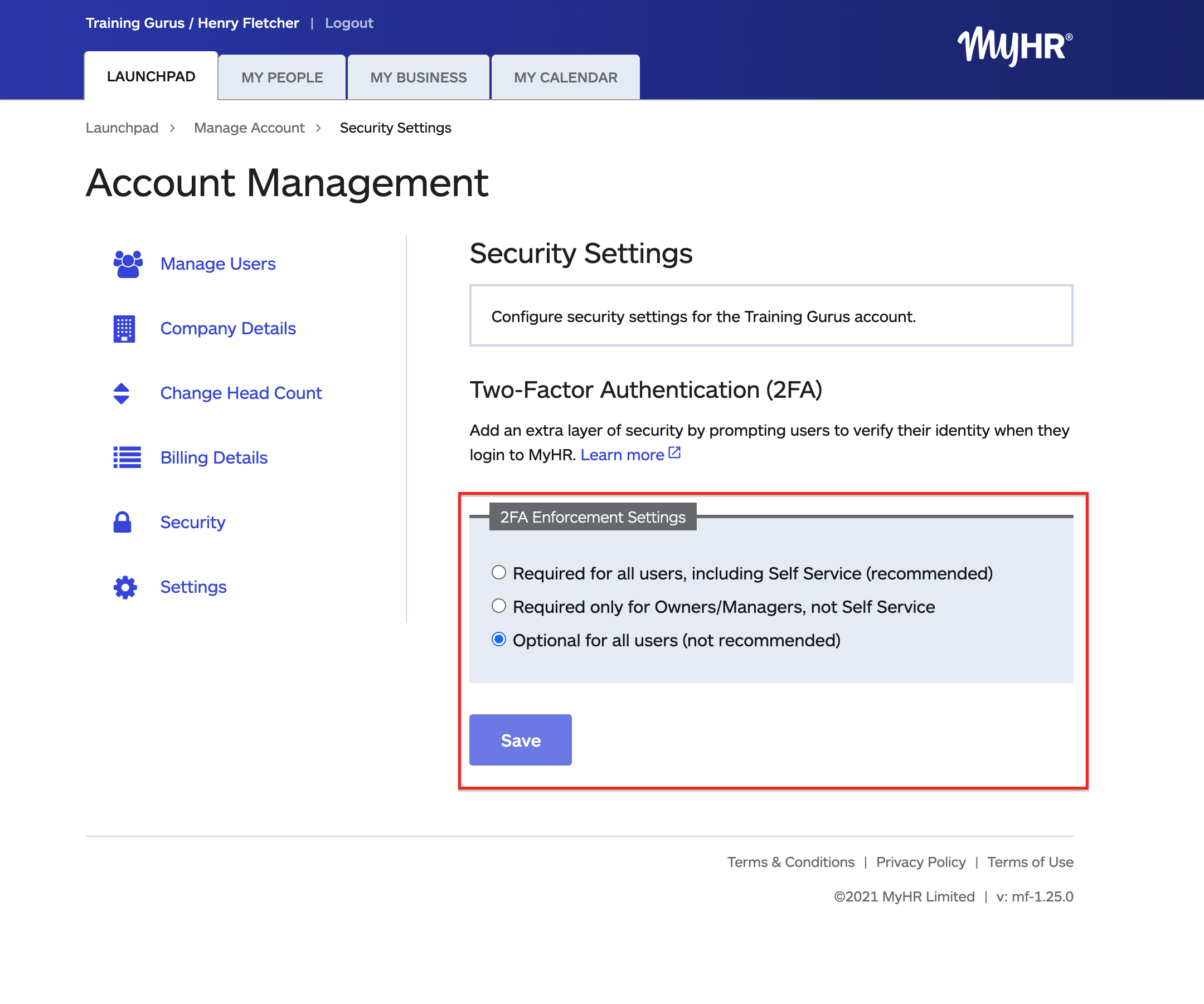 How to enforce Two-Factor Authentication (2FA) for my users?
